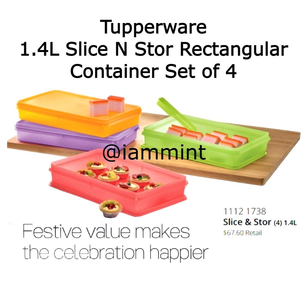 Tupperware 1.4L Slice and Stor Rectangular Container Set of 4 ...