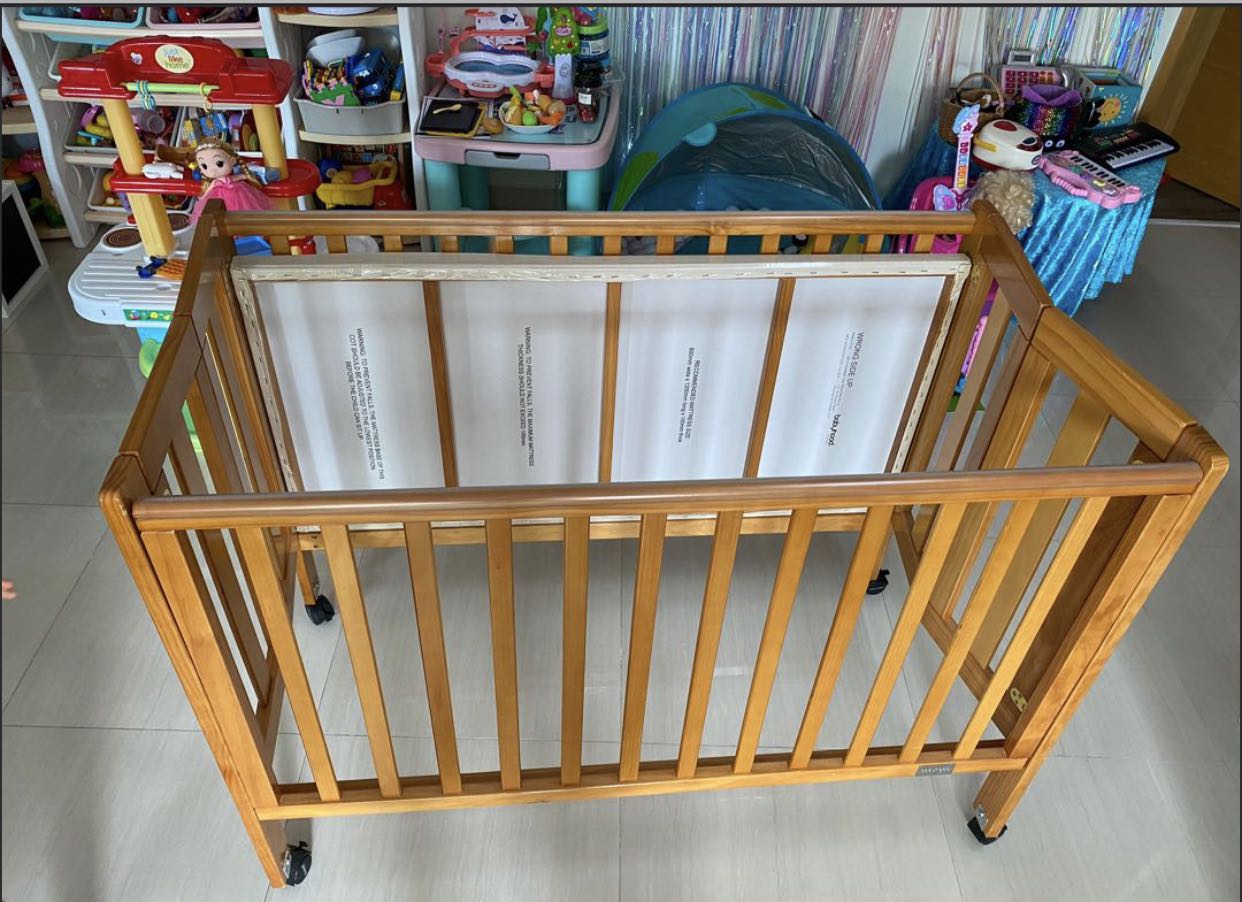 Baby Cot: Babyhood Fold N Go Timber Cot, Babies & Kids, Baby Nursery ...