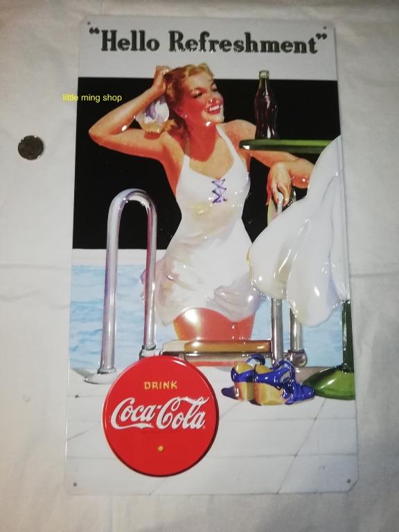 Coca Cola Coke Embossed Hello Refreshment Tin Frame Signs Original, Everything Else, Others on ...
