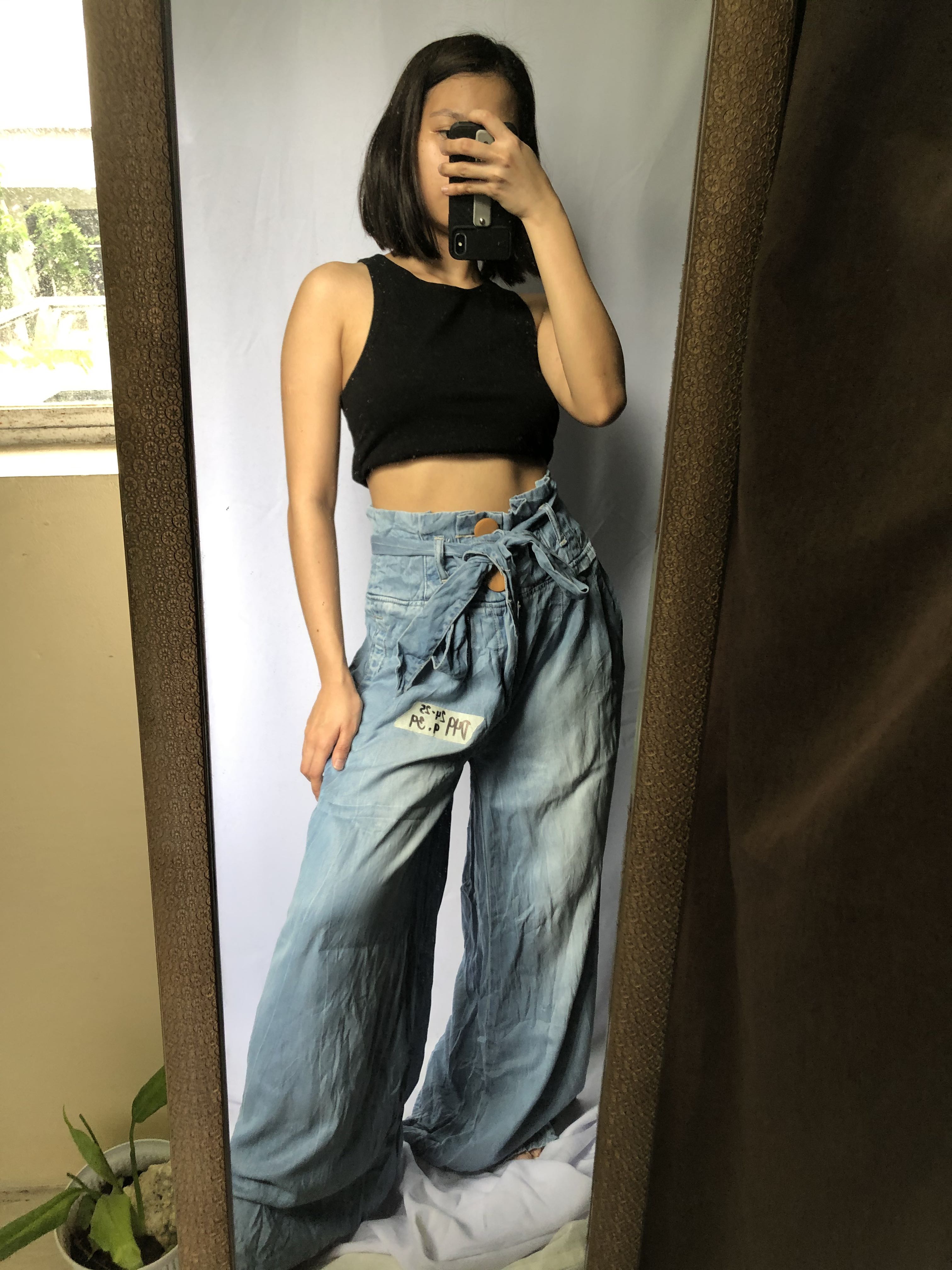 D49 DENIM WIDE LEG JEANS SQUAREPANTS, Women's Fashion, Bottoms, Jeans ...