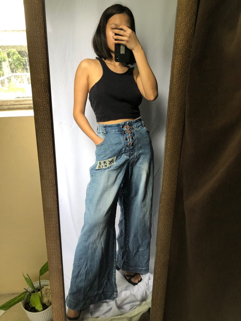 D55 WIDELEG DENIM JEANS SQUAREPANTS, Women's Fashion, Bottoms, Jeans on ...