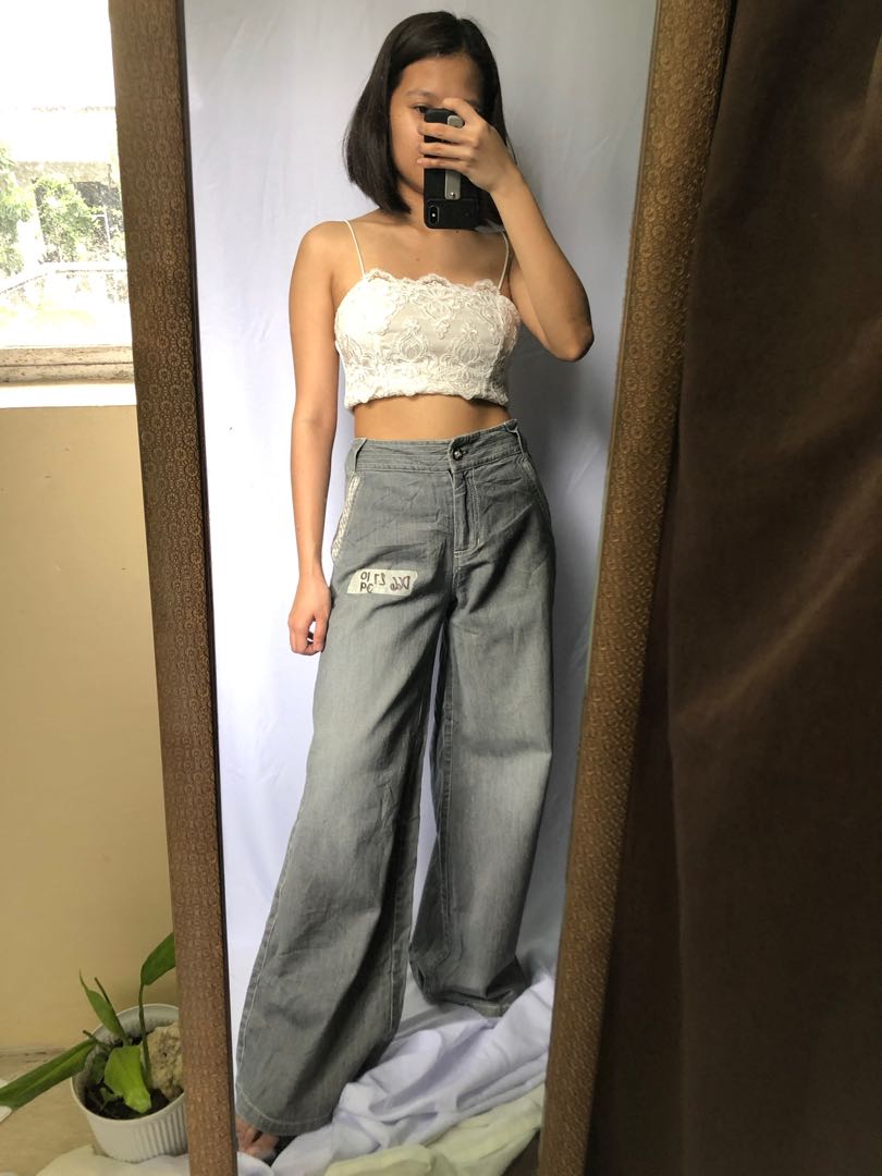 D66 DENIM WIDE LEG SQUAREPANTS JEANS, Women's Fashion, Bottoms, Jeans ...