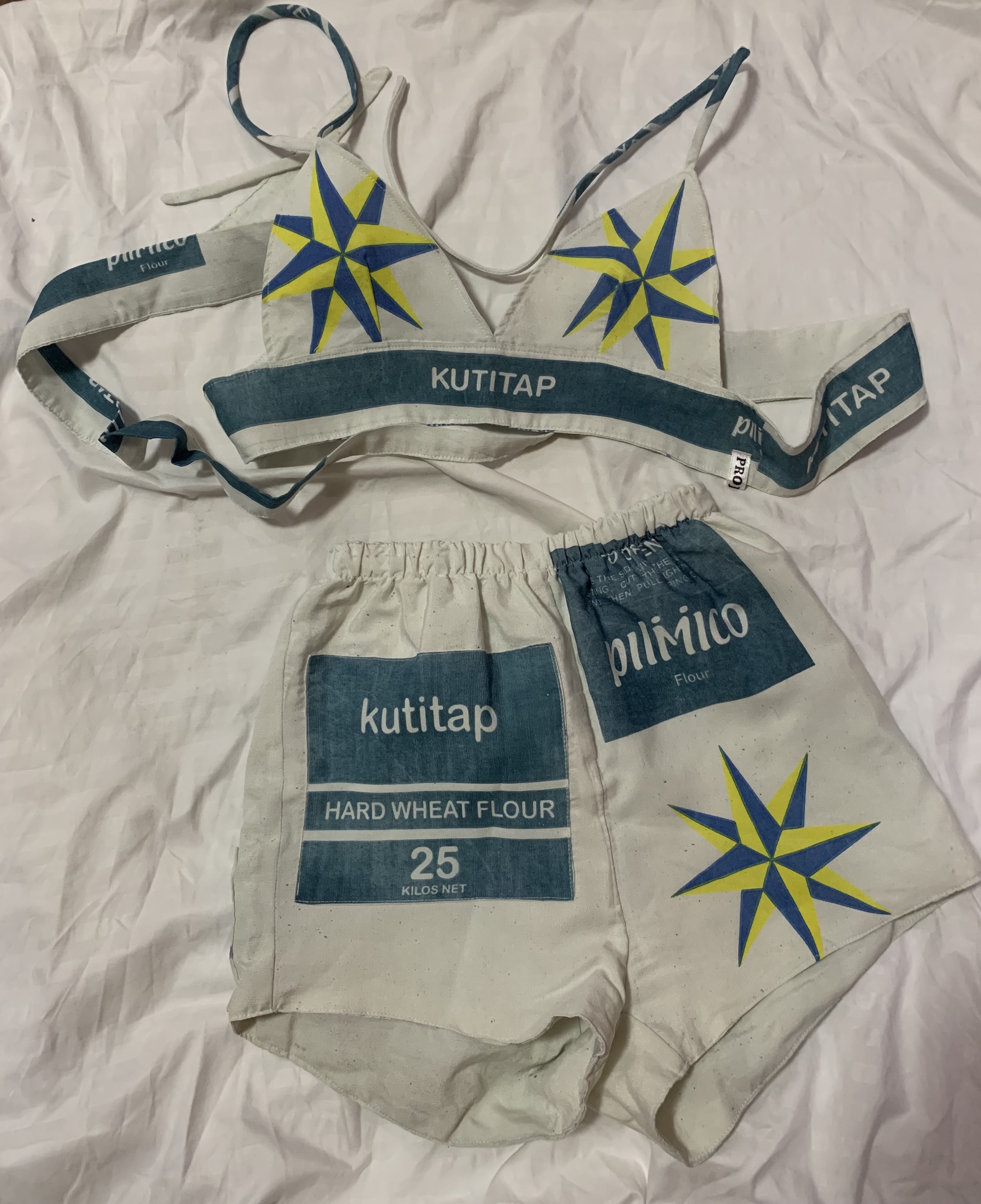 reworked flour sack top and shorts set, Women's Fashion, Dresses & Sets ...