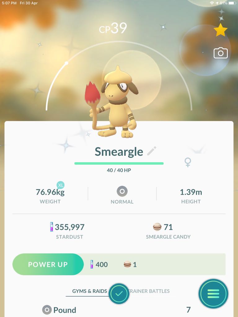 Shiny Smeargle (Pokémon go), Video Gaming, Gaming Accessories, Game ...