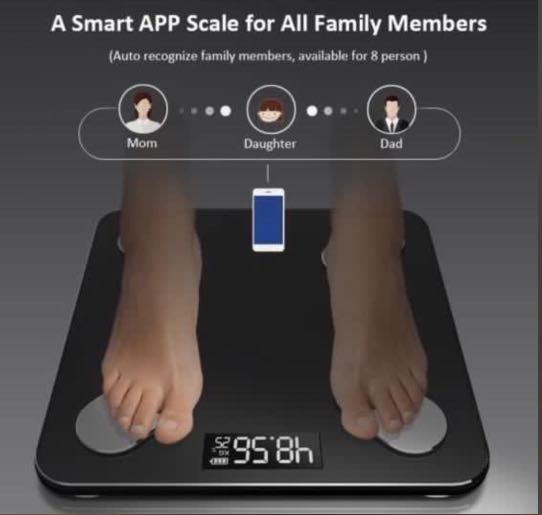 Smart Bluetooth weighing scale ( black colour ), can monitor from phone ...