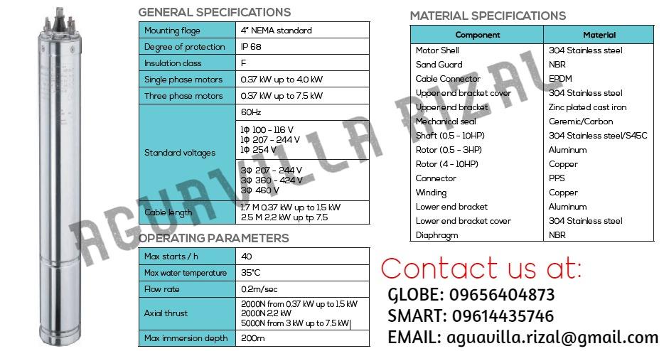 SPERONI - 4” SUBMERSIBLE MOTOR - 3 WIRE, Commercial & Industrial ...