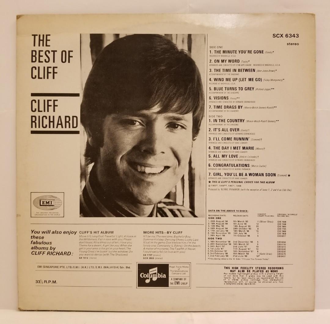 黑膠唱片Vinyl LP- Cliff Richard : The Best of Cliff Richard (HK), 興趣及遊戲, 收藏 ...