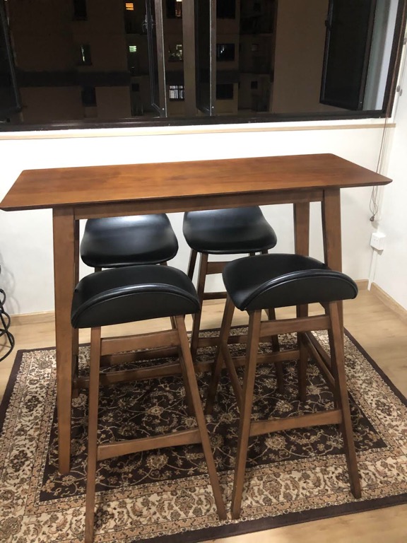 Bar Type Table and High Chairs, Furniture & Home Living, Furniture ...