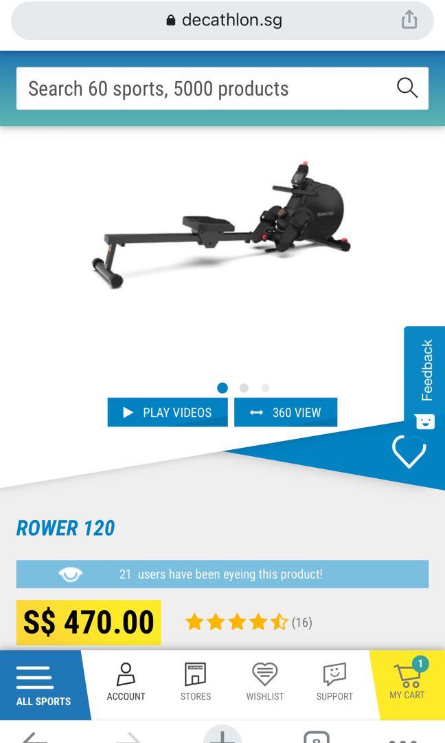 Decathlon rowing machine DOMYOS ROWER 120, Sports Equipment, Exercise ...