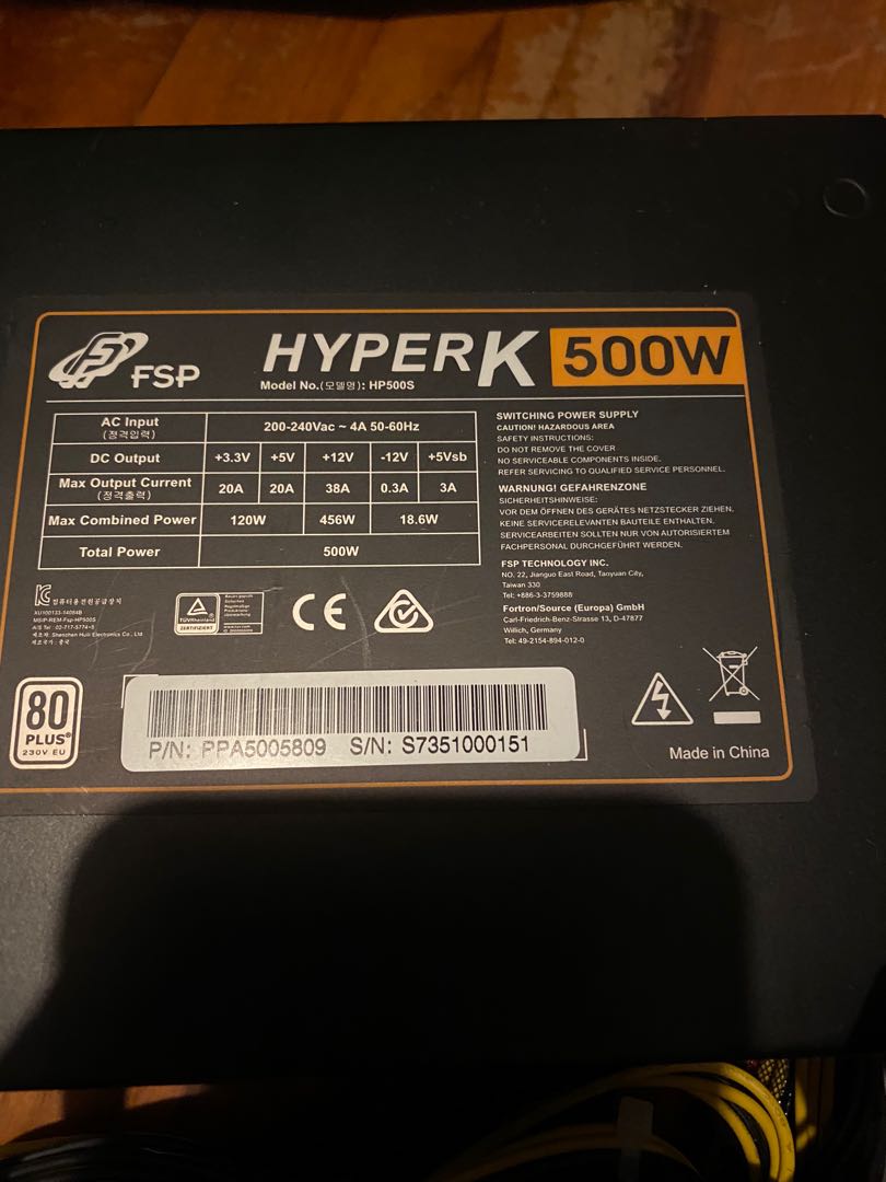 HyperK 500W PSU, Computers & Tech, Parts & Accessories, Networking on ...