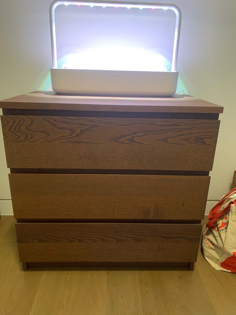 IKEA MALM Brown Stained Ash (3 drawers), Furniture & Home Living ...