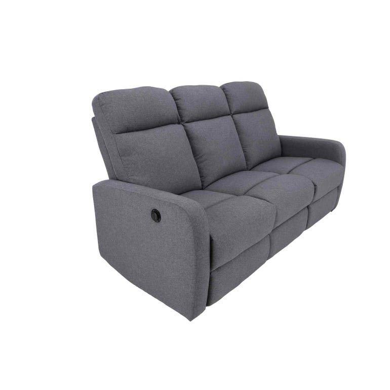 KOSMO 3RR SEATER (FAB) DK GREY FABRIC RECLINER SOFA, Furniture & Home ...