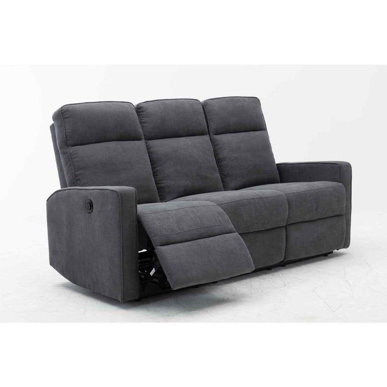 KOSMO 3RR SEATER (FAB) DK GREY FABRIC RECLINER SOFA, Furniture & Home ...