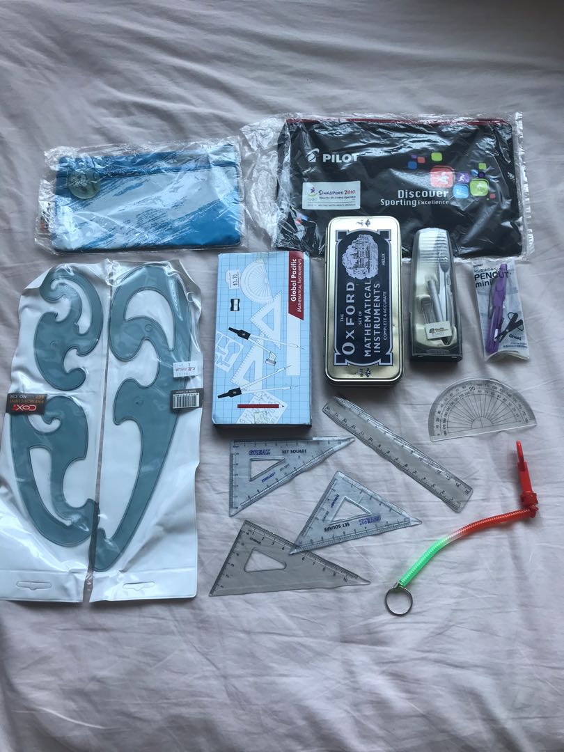 Secondary Geometry Set School Math Instrument Protractor French Curve ...