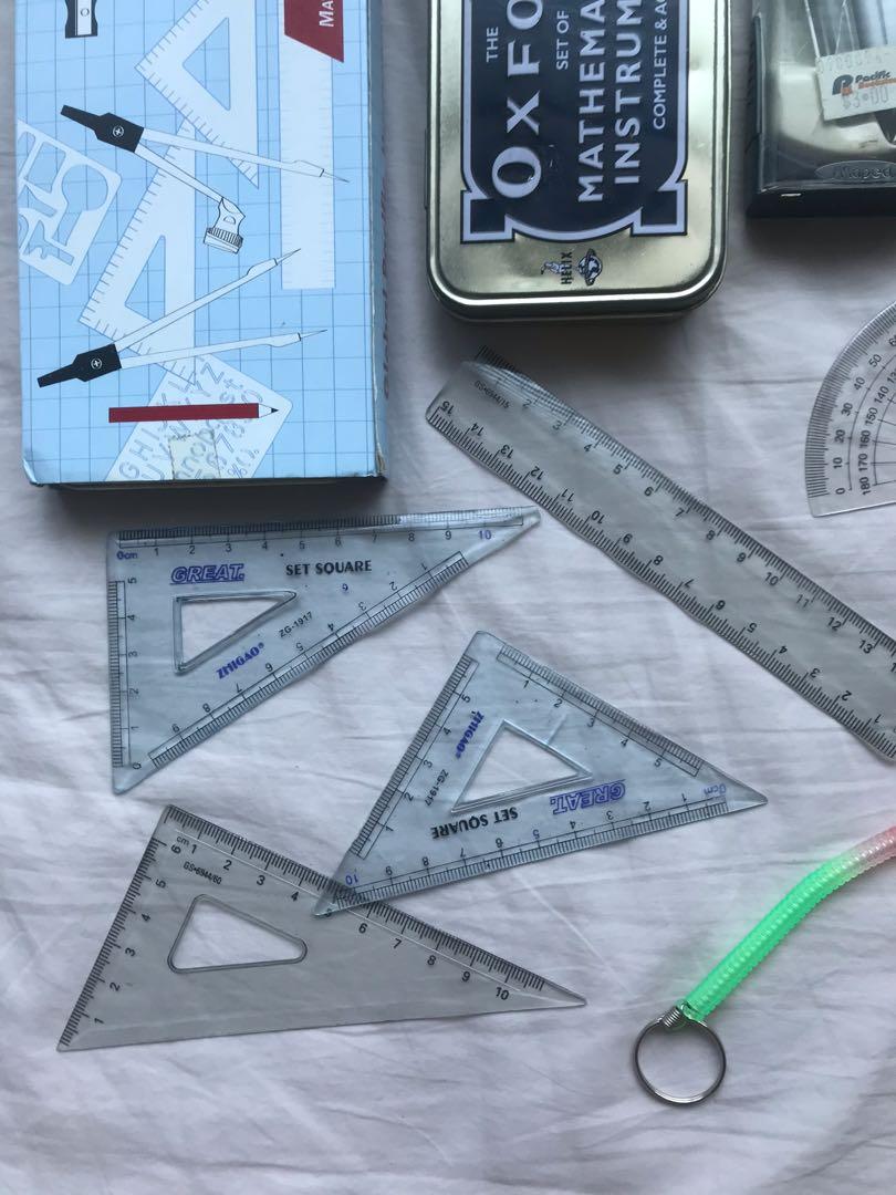 Secondary Geometry Set School Math Instrument Protractor French Curve ...