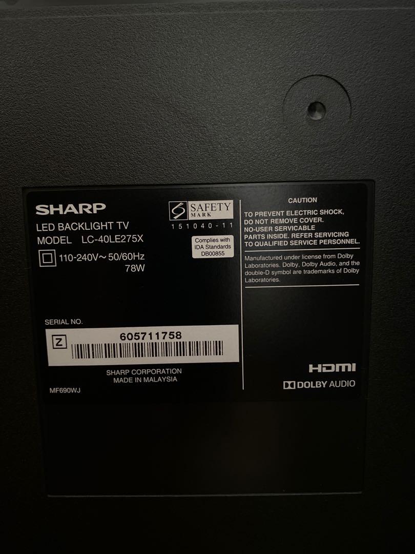 Sharp LED TV 40 inch, TV & Home Appliances, TV & Entertainment, TV on ...