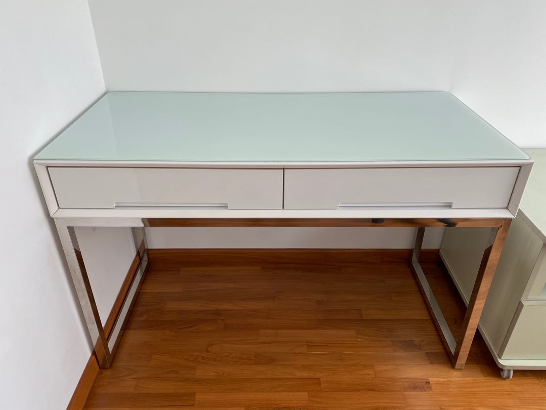 Study Table with glass top, Furniture & Home Living, Furniture, Tables ...