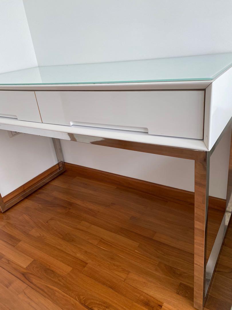 Study Table with glass top, Furniture & Home Living, Furniture, Tables ...