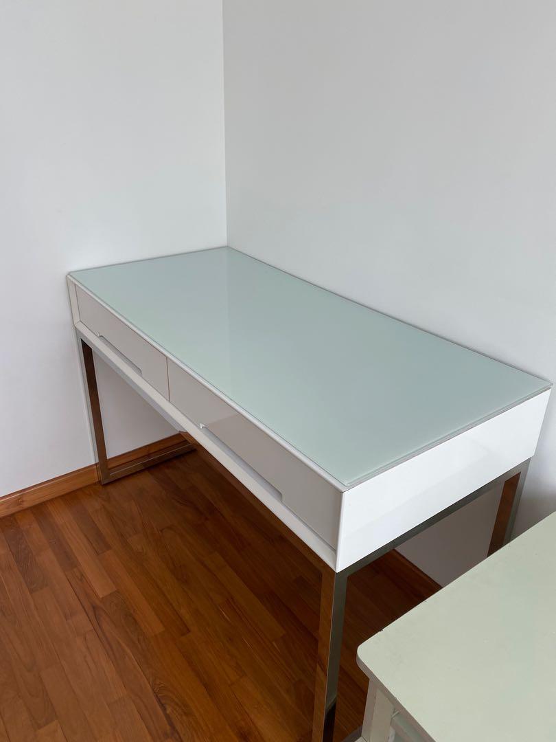 Study Table with glass top, Furniture & Home Living, Furniture, Tables ...