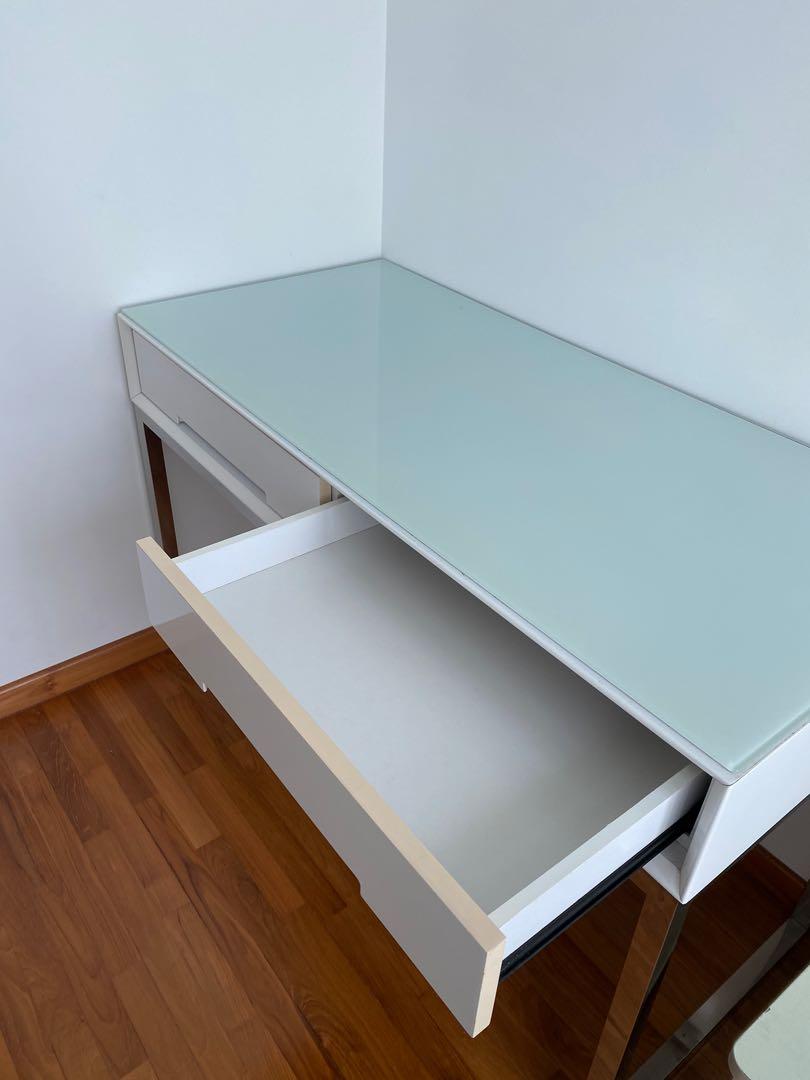 Study Table with glass top, Furniture & Home Living, Furniture, Tables ...