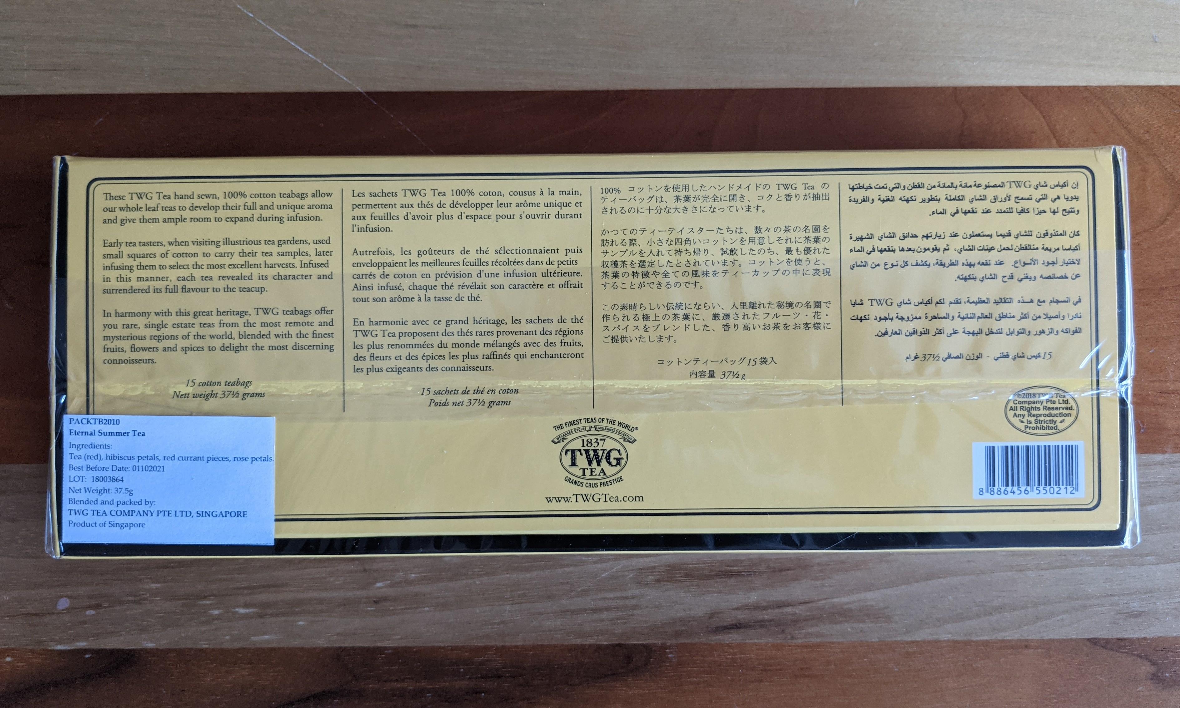 TWG Eternal Summer Tea, Furniture & Home Living, Kitchenware ...