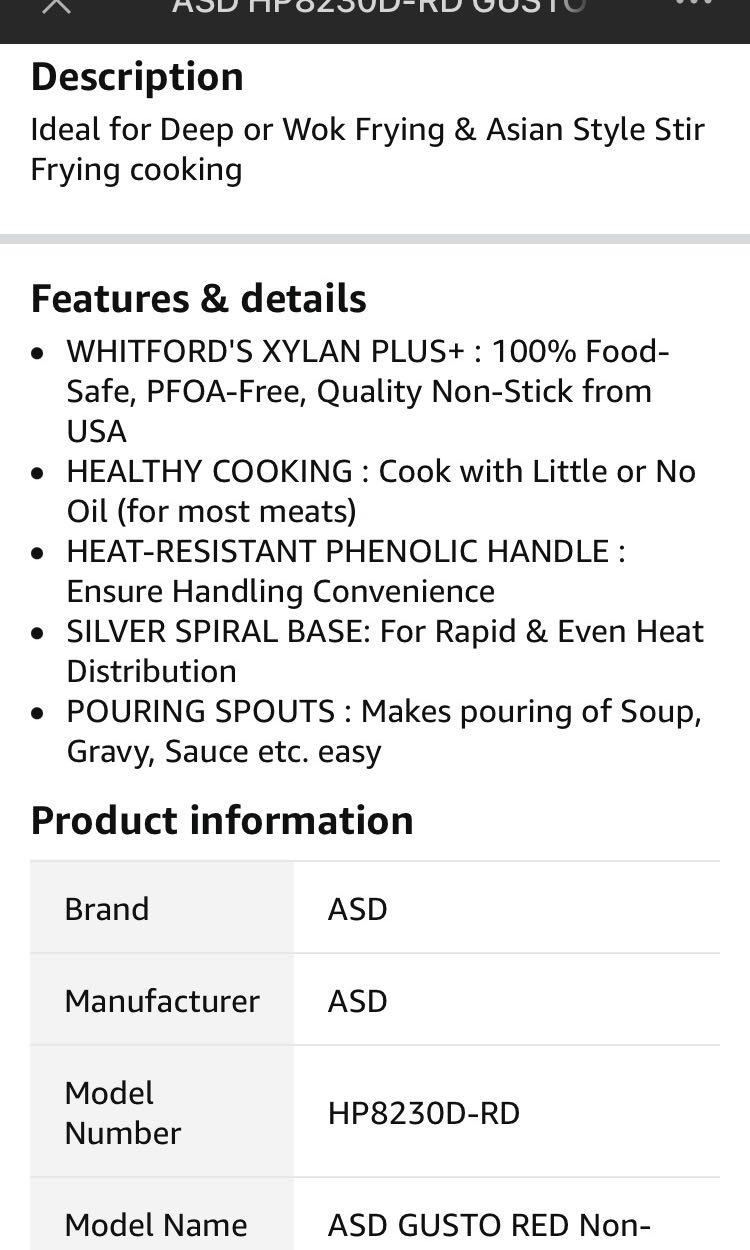 [Brand new] ASD Non-Stick Deep Wok pan with Pouring Spouts, 30cm Matt ...