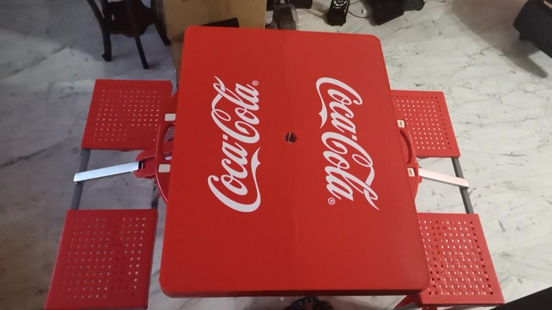 Coca Cola foldable portable picnic bench table, Furniture & Home Living ...