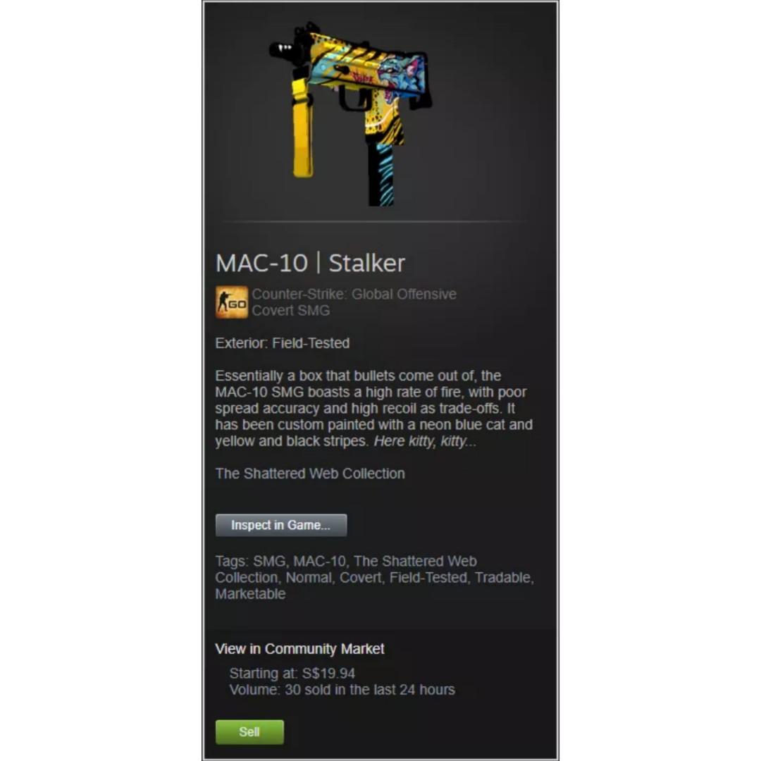 CSGO MAC-10 Stalker, Video Gaming, Gaming Accessories, Game Gift Cards ...