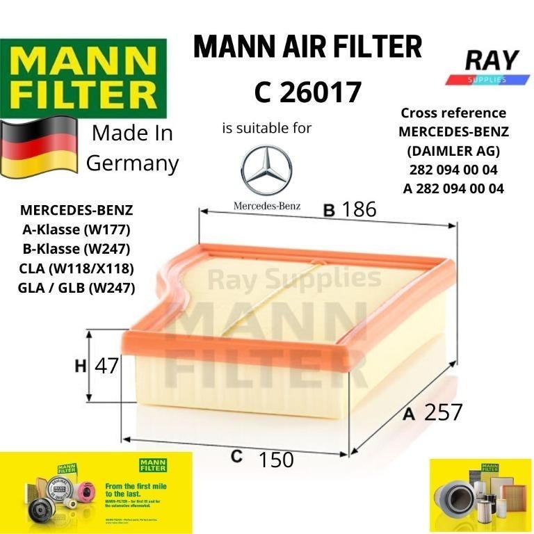 High Quality MANN AIR FILTER C26017 for MERCEDES-BENZ A-Klasse (W177) B-Klasse (W247) CLA (W118 ...