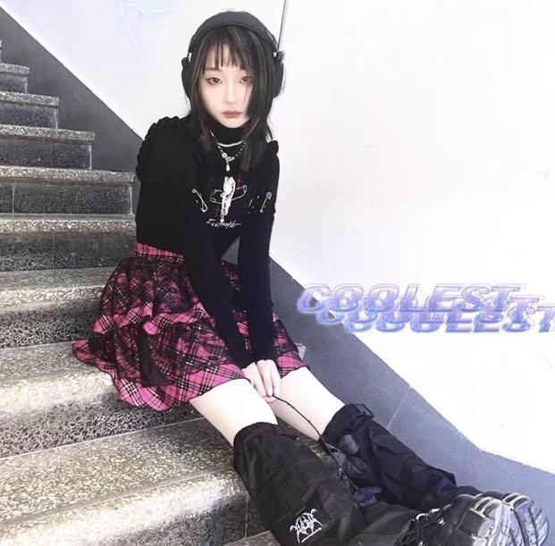 Japanese core Pink Skirt gothic harujuku , Women's Fashion, Bottoms ...