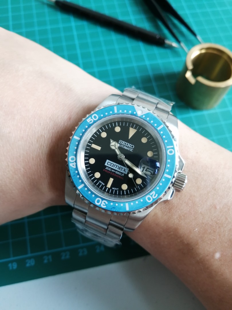 Seiko Mod - Vintage Seiko Build (Blue), Men's Fashion, Watches ...