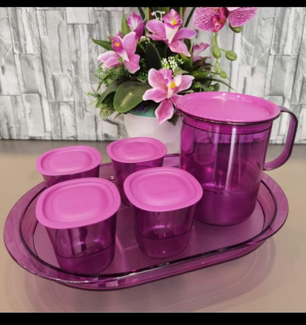 Tupperware carol Bloom Crystalline Drinking Set(5), Furniture & Home ...