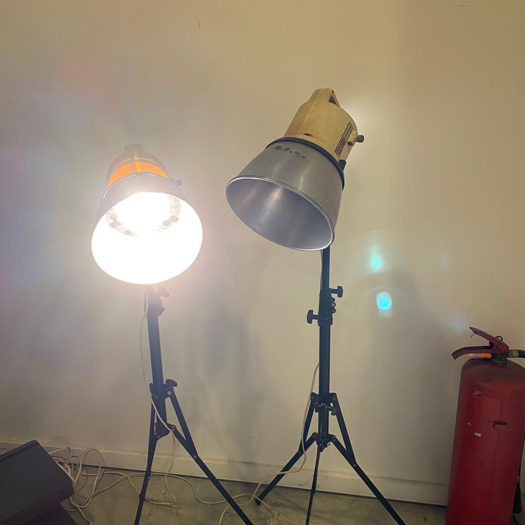 2 Vintage Retro Spotlight - Rustic Standing Tripod Lightings, Furniture ...