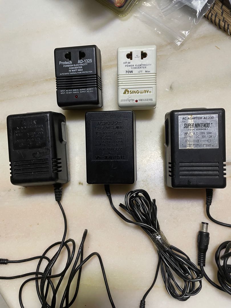 AC Adaptor Retro games original and power converter, Video Gaming ...