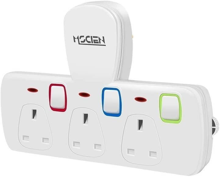 (FREE DELIVERY) Mscien UK Plug Extension 3 Way Multi plug Wall Socket ...