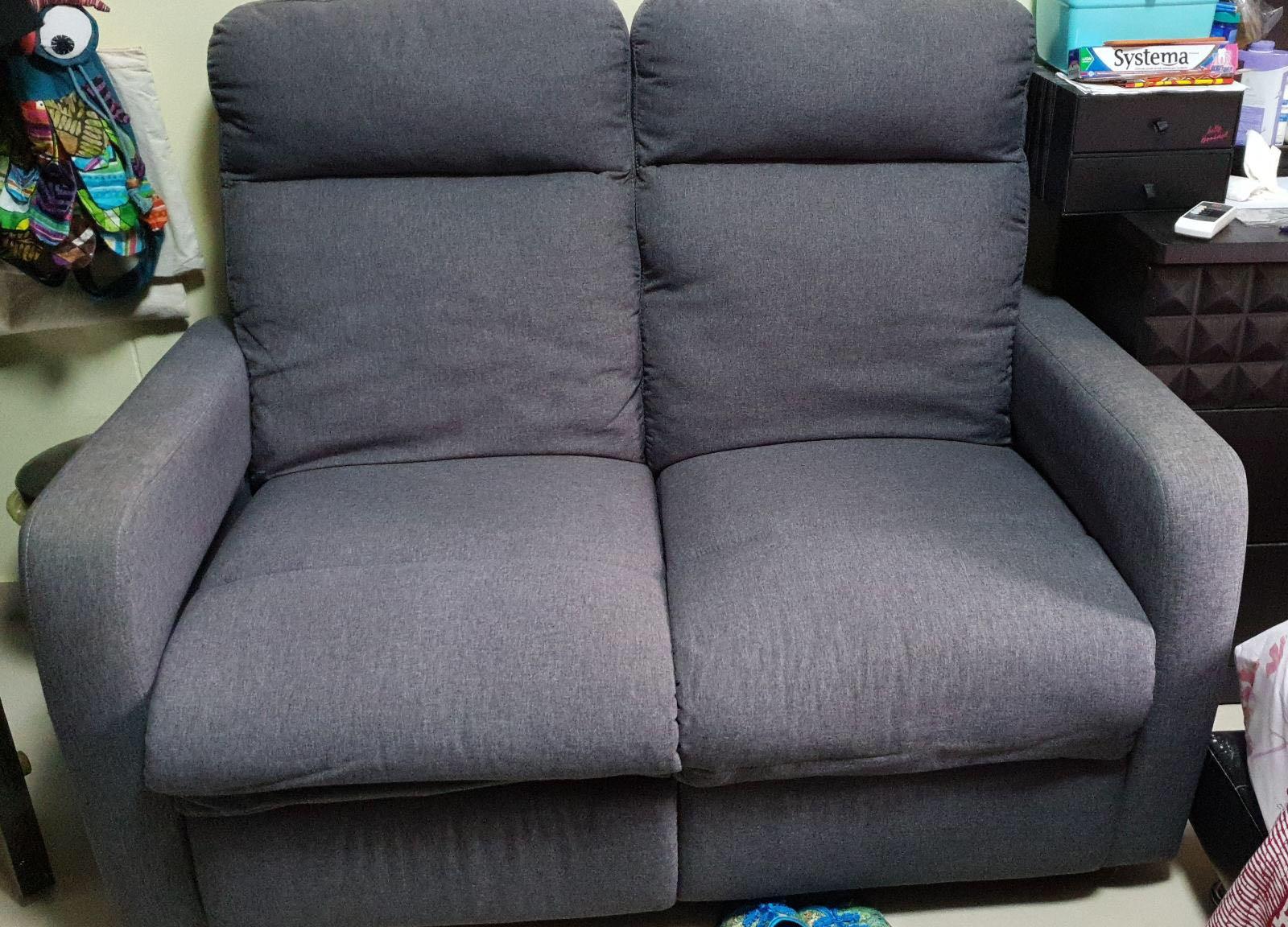 KOSMO 3RR SEATER (FAB) DK GREY FABRIC RECLINER SOFA, Furniture & Home ...
