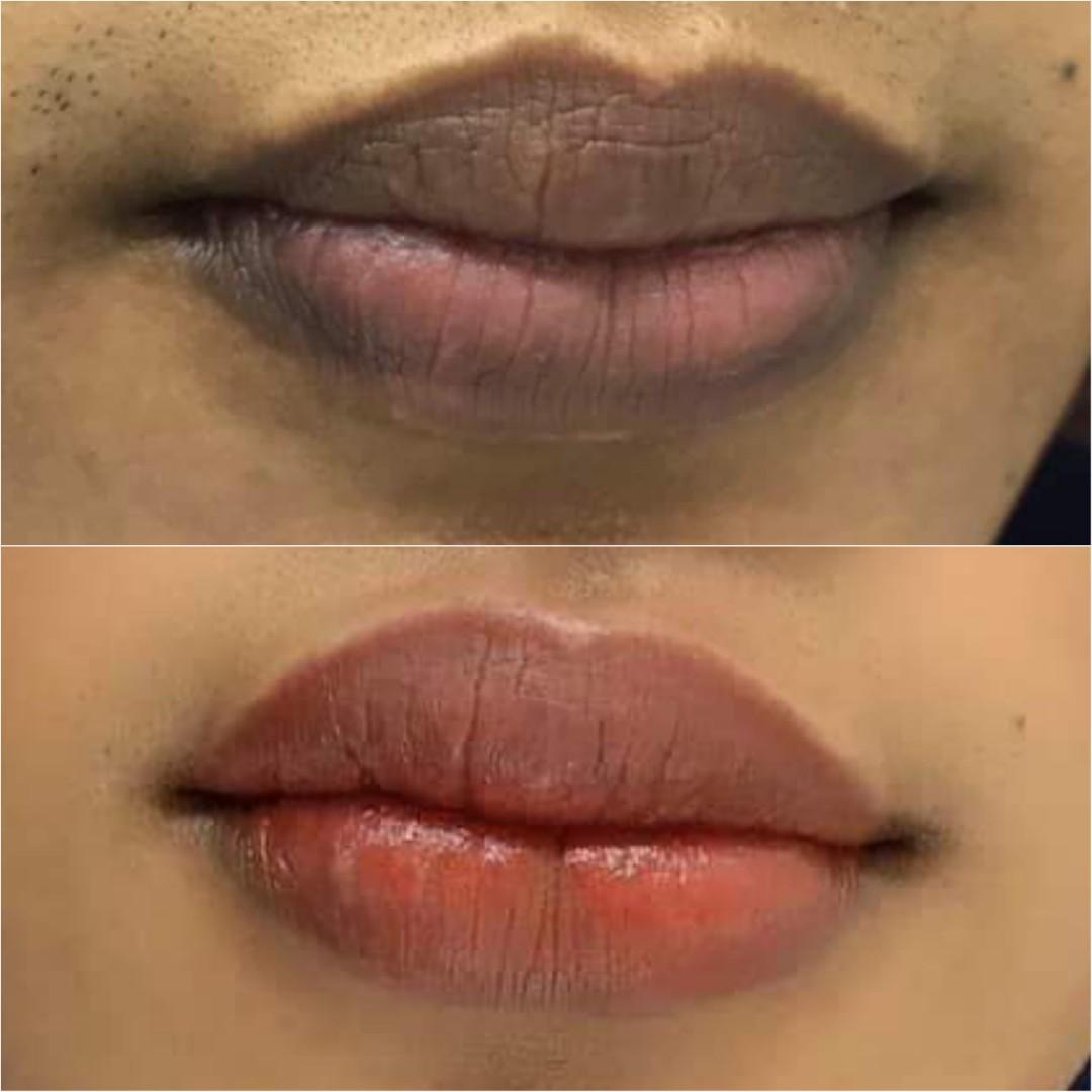 Natural Lip Embroidery correct dark lip pale lip tone uneven shape ...