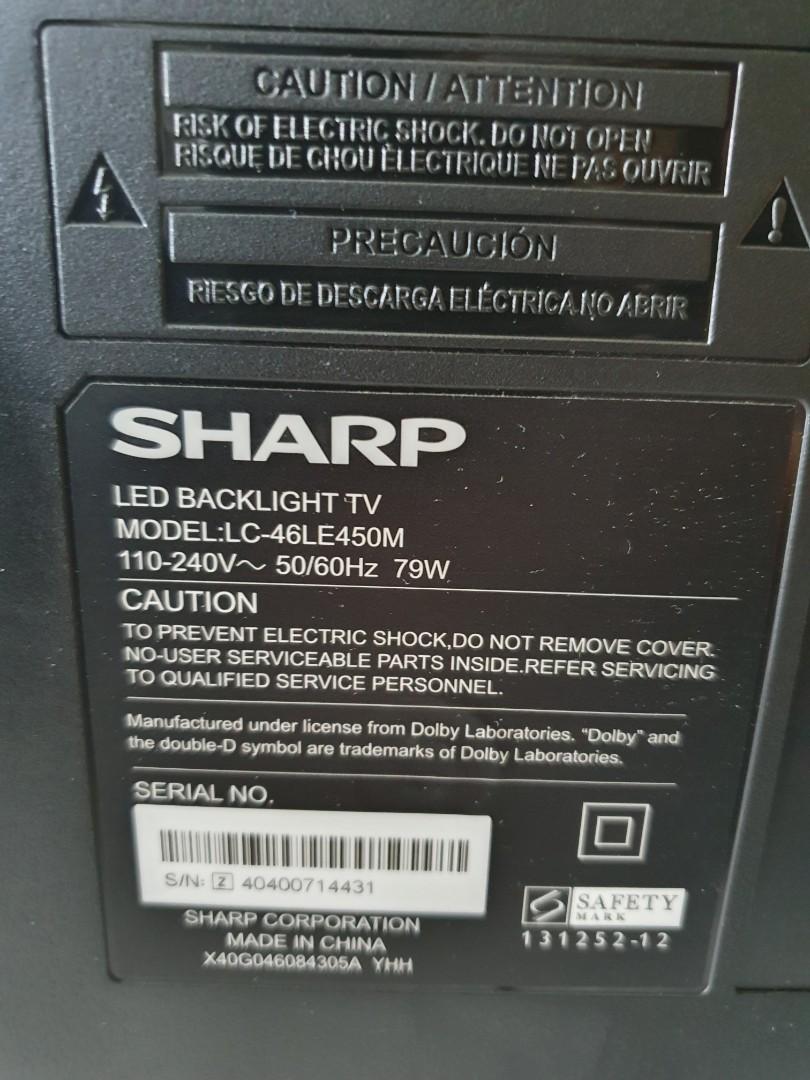 Used Sharp Aquos 46" TV Full HD Ultra Slim LED LC46LE450M Black., TV ...