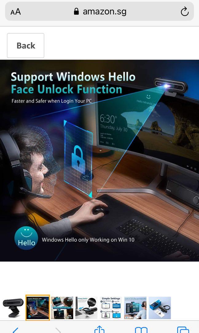 Webcam - Windows Hello Face Recognition, Computers & Tech, Parts ...