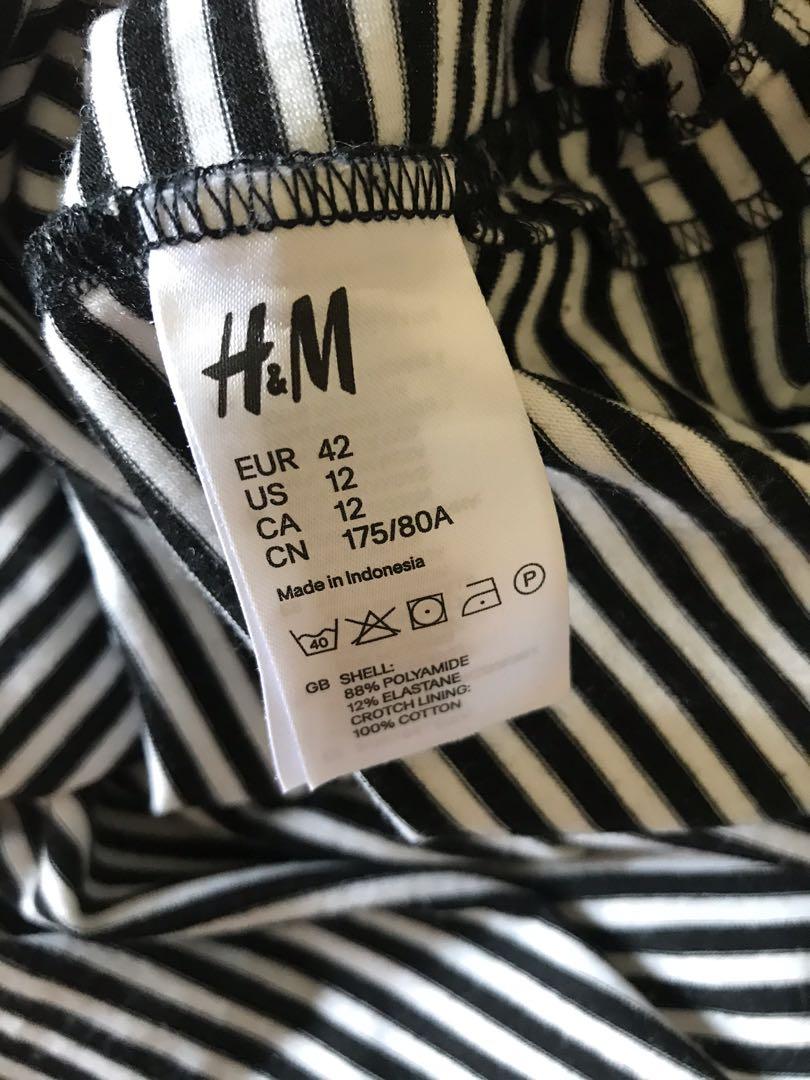 Hnm Stripe black white, Fesyen Wanita, Pakaian Wanita, Atasan di Carousell