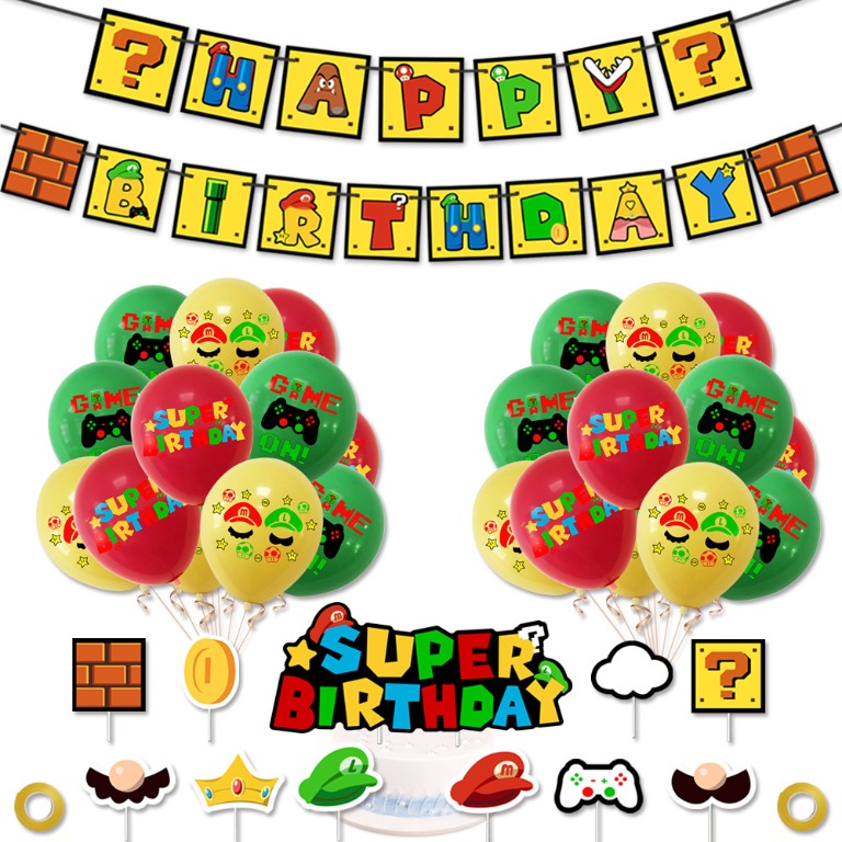 Super Mario Theme Balloons Deco Pack, Hobbies & Toys, Stationery ...