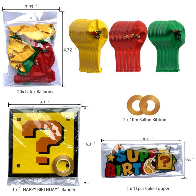 Super Mario Theme Balloons Deco Pack, Hobbies & Toys, Stationery ...
