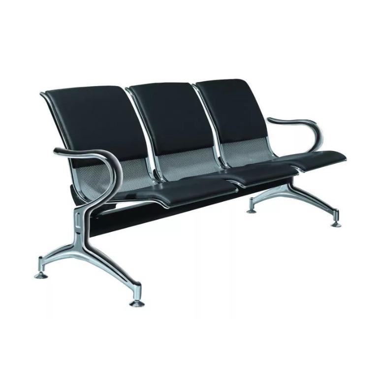 Alverstone Pure Silver Gang Chair Shiny 4 Seater (also available in 3 ...