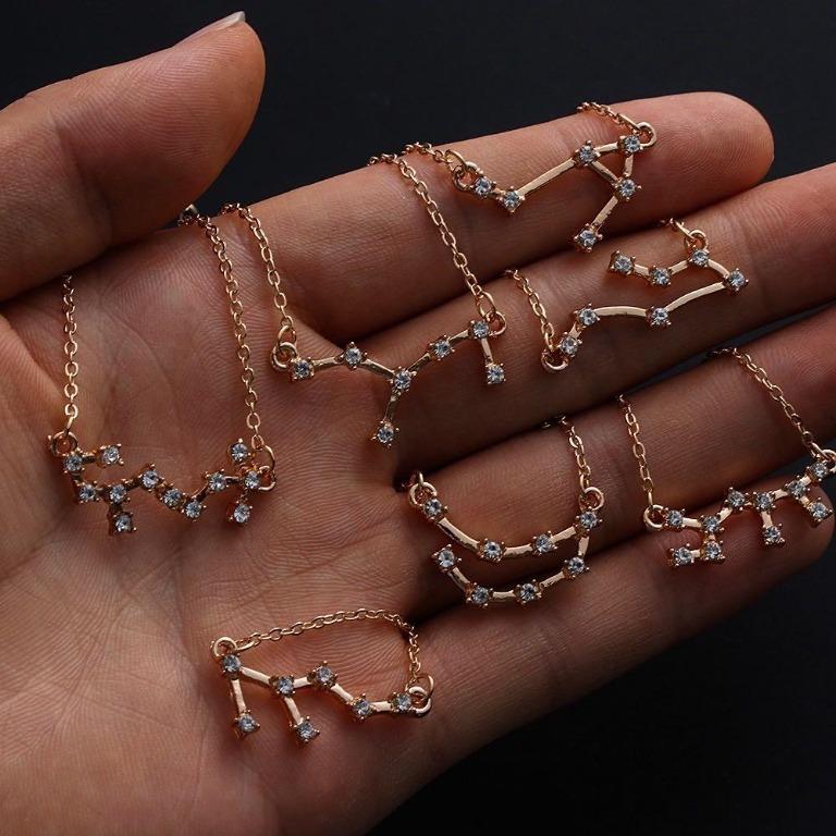 GOLD ALLOY DIAMOND ZODIAC SIGN CONSTELLATION BRACELET, Women's Fashion ...