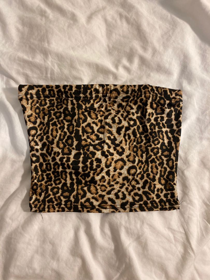 Leopard print tube crop tops, Women's Fashion, Tops, Sleeveless on ...