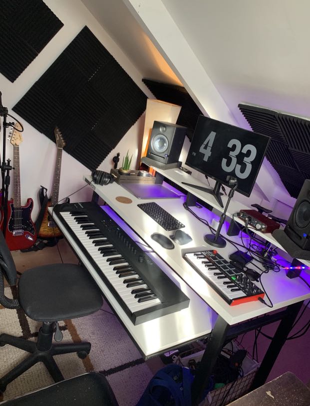 Music desk w piano tray and speaker stand, Furniture & Home Living ...