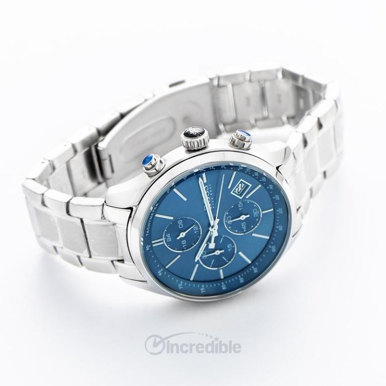 [NEW] Hugo Boss Grand Prix Blue Chronograph Stainless Steel Watch 45mm ...