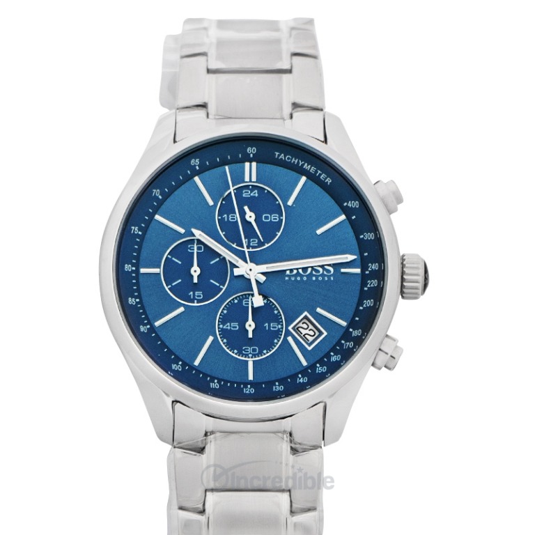 [NEW] Hugo Boss Grand Prix Blue Chronograph Stainless Steel Watch 45mm ...