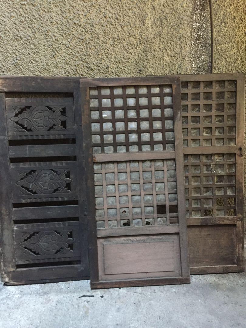 Old Capiz Window Panels & Headboard Narra, Furniture & Home Living ...