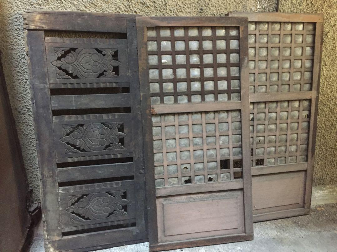 Old Capiz Window Panels & Headboard Narra, Furniture & Home Living ...